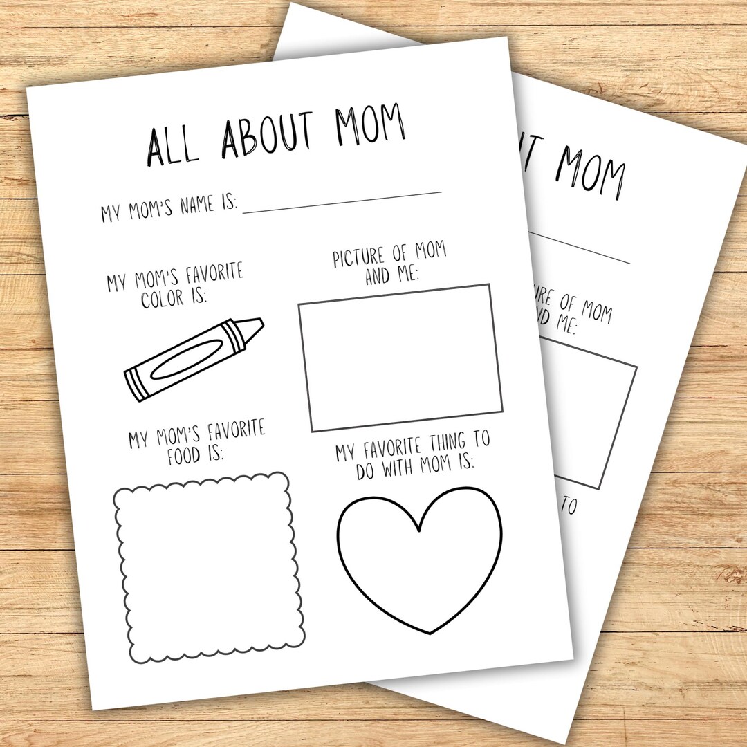 All About My Mom Printable, Printable Mother's Day Card Gift Mothers ...