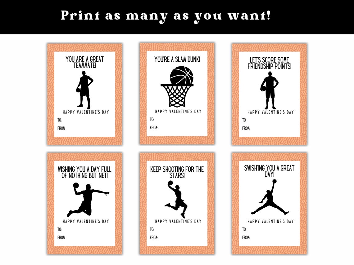 Printable Basketball Valentines Day Card, Basketball Pun Valentine ...