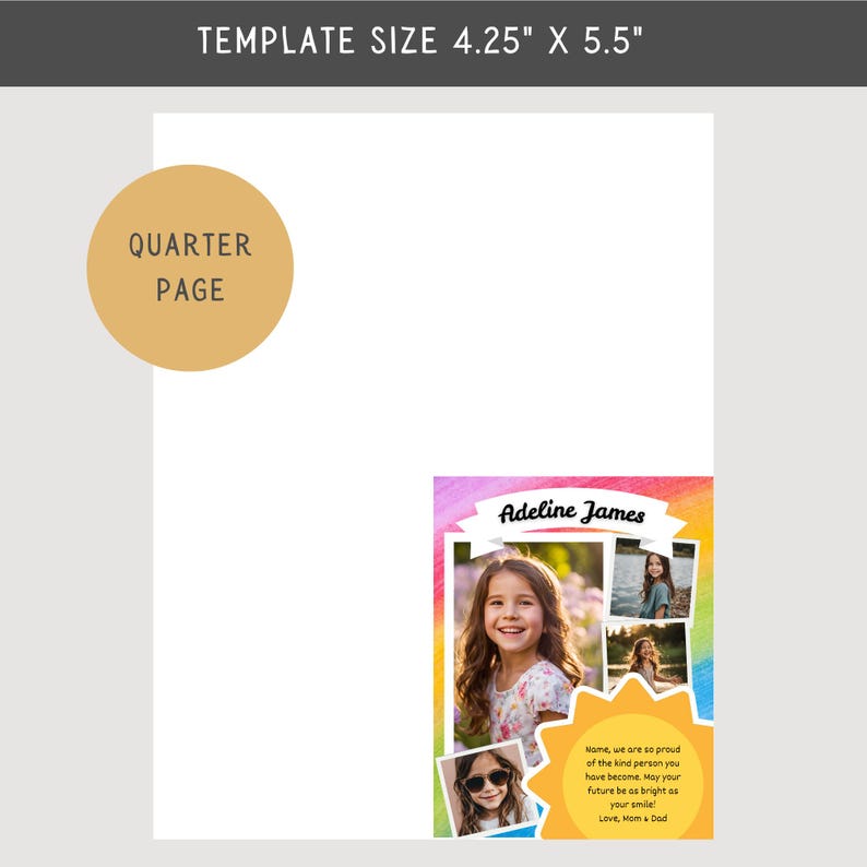 Editable Quarter Page Yearbook Ad Layout, Elementary School Yearbook Ad ...