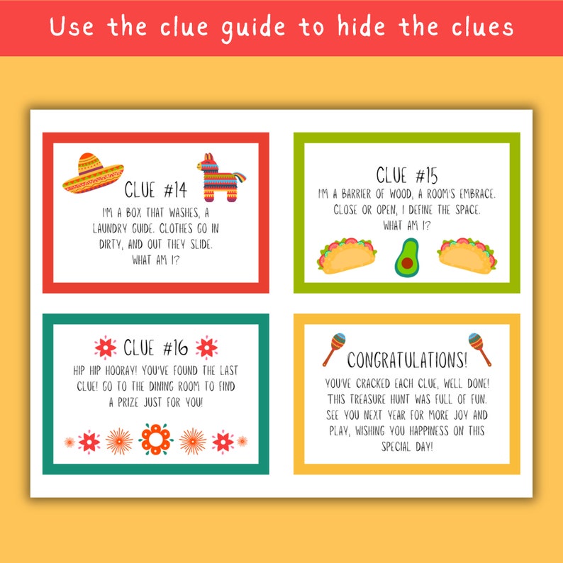 Cinco De Mayo Scavenger Hunt for Teens, Mexican Fiesta Indoor Treasure ...