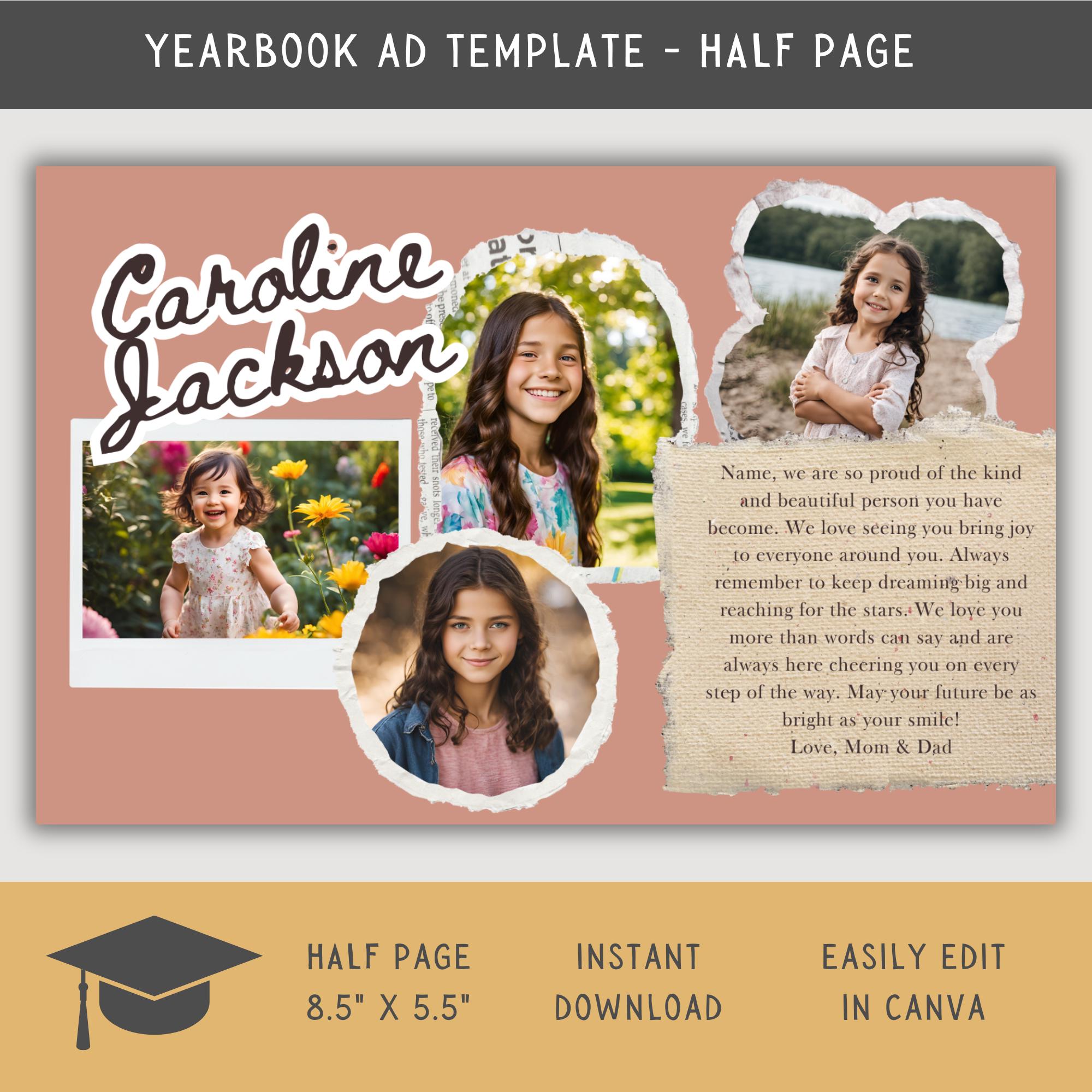 Half Page Yearbook Ad Template: Elementary School Photo Collage ...