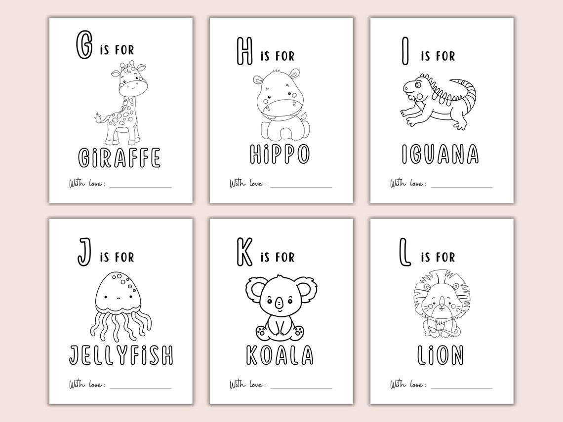 ABC Coloring Book Baby Shower Alphabet Coloring Pages for - Etsy