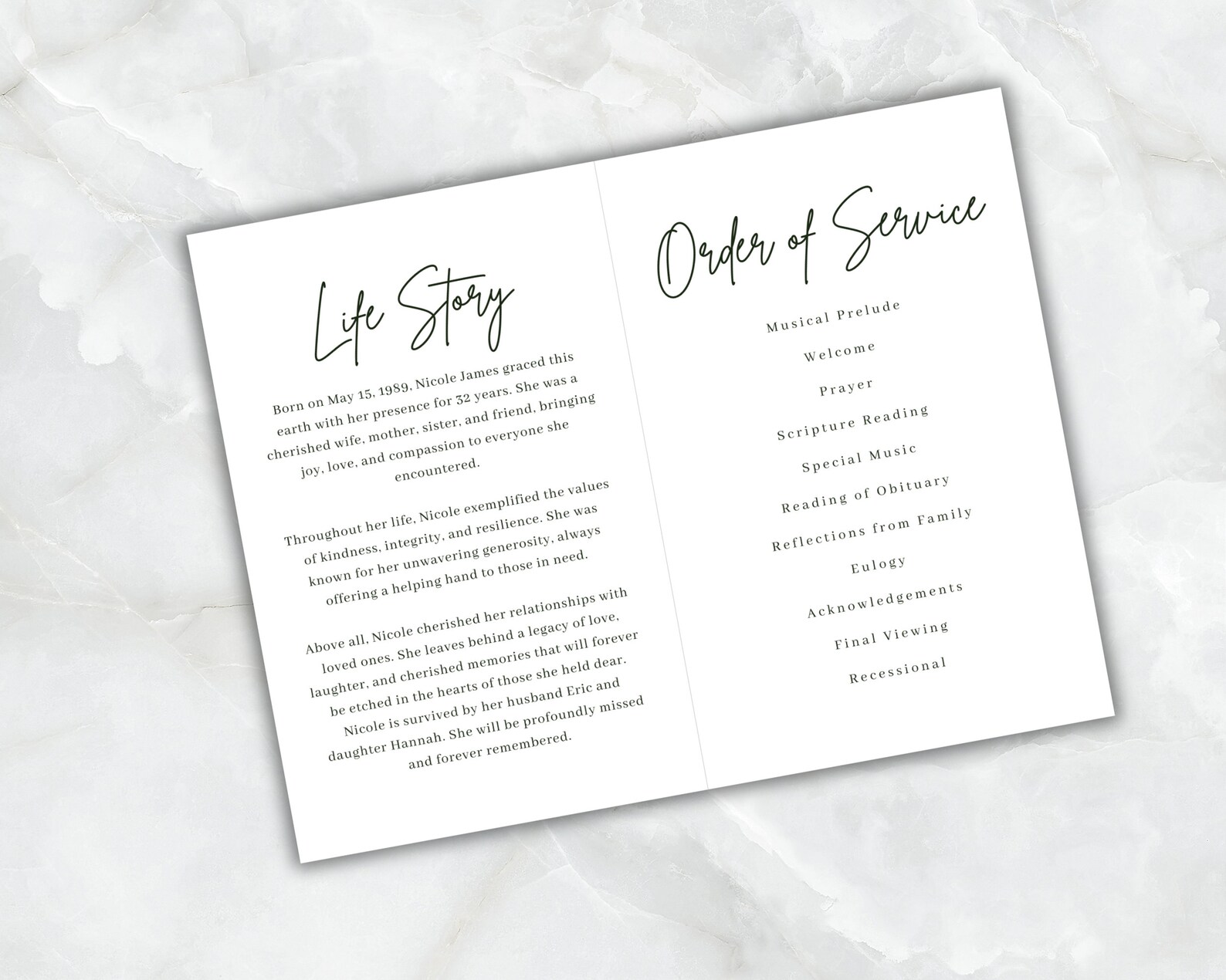 Canva Funeral Program Template Minimalist, Printable Funeral Program ...