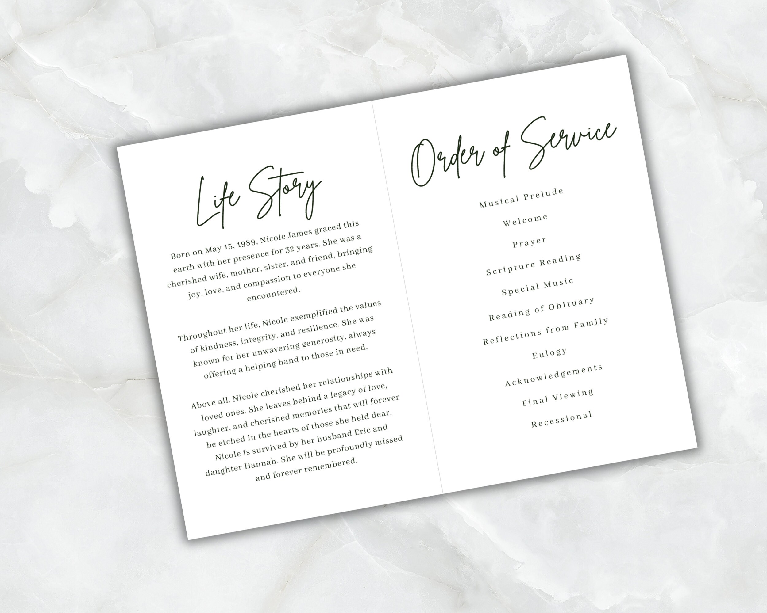 Canva Funeral Program Template Minimalist, Printable Funeral Program ...
