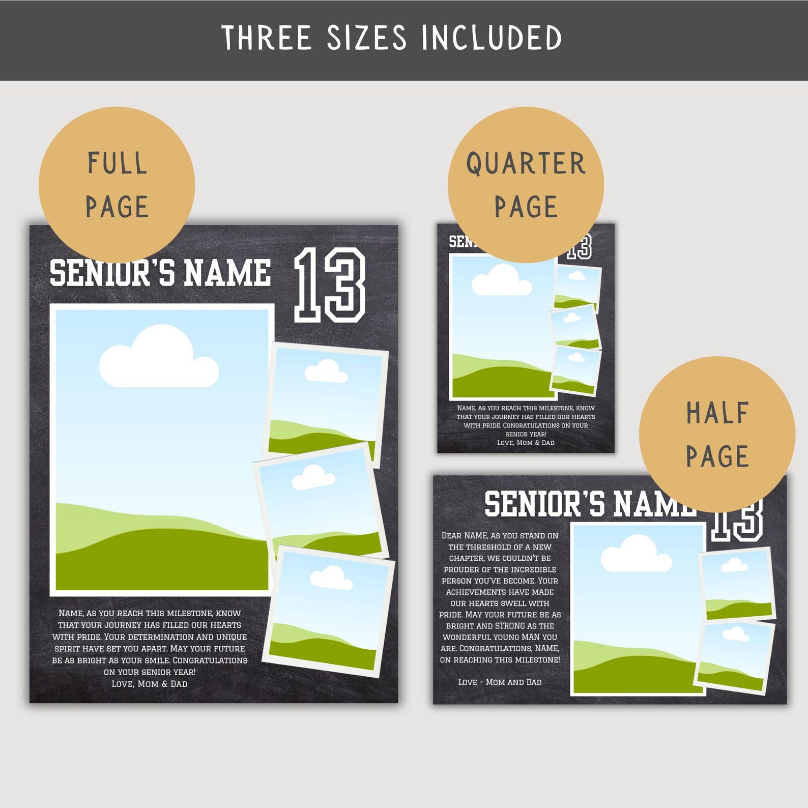 High School Senior Yearbook Ad Football Template, Full Page Yearbook Ad ...