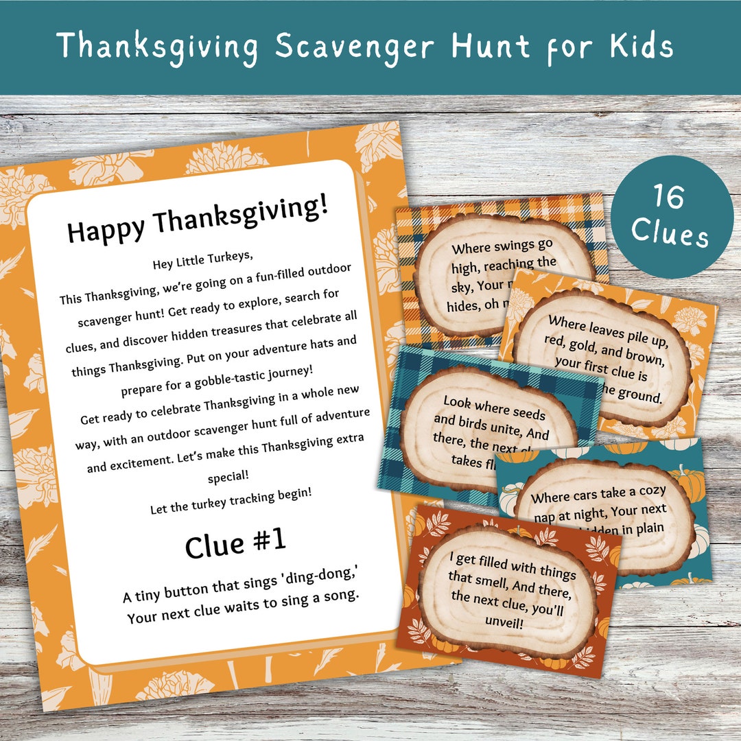 Thanksgiving Scavenger Hunt for Kids, Fall Outdoor Treasure Hunt ...