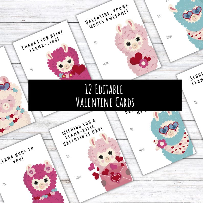 Printable Llama Valentine Cards: Funny Animal Pun Cards for Kids (PDF ...