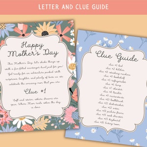 Mother's Day Treasure Hunt Clue Cards, Mother's Day Scavenger Hunt ...