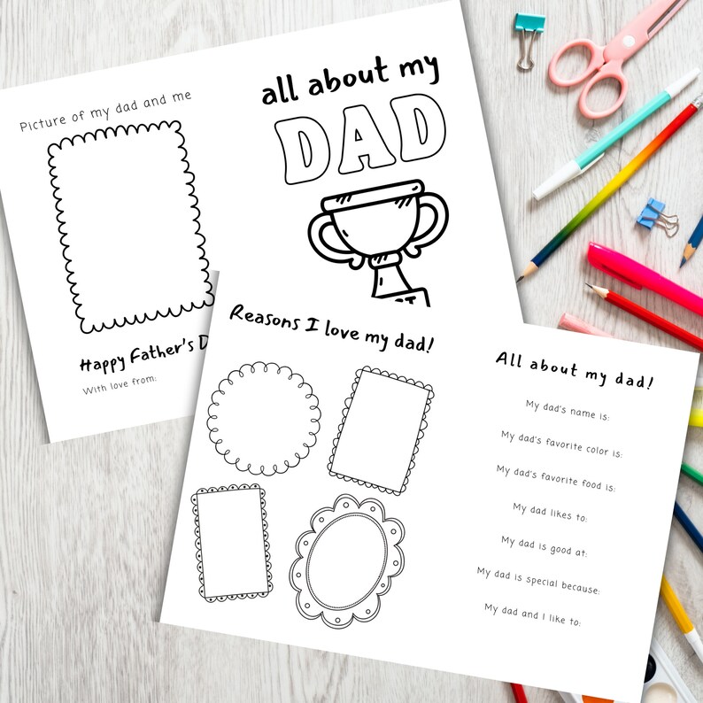 All About Dad Printable Book for Fathers Day Gift Idea Activity Book ...