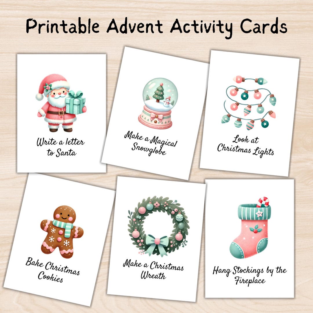 Printable Advent Activity Cards for Kids, Christmas Bucket List ...