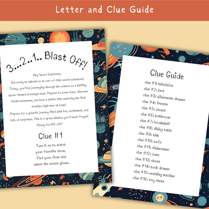 Outer Space Birthday Party Activities, Indoor Treasure Hunt Clues ...