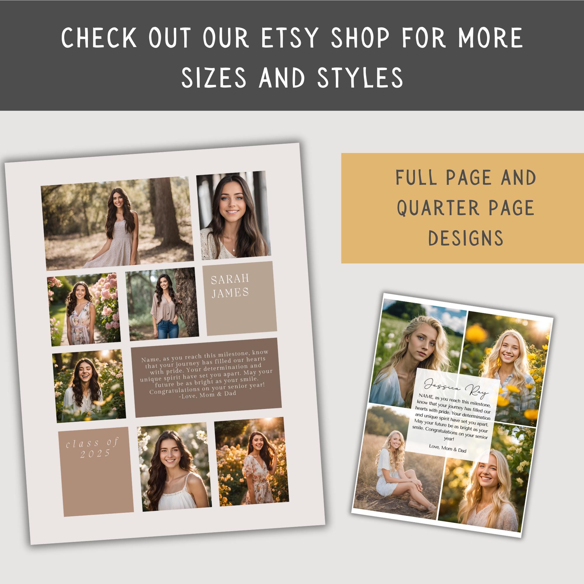 Editable Half Page Yearbook Ad Layout, High School Senior Yearbook Ad ...