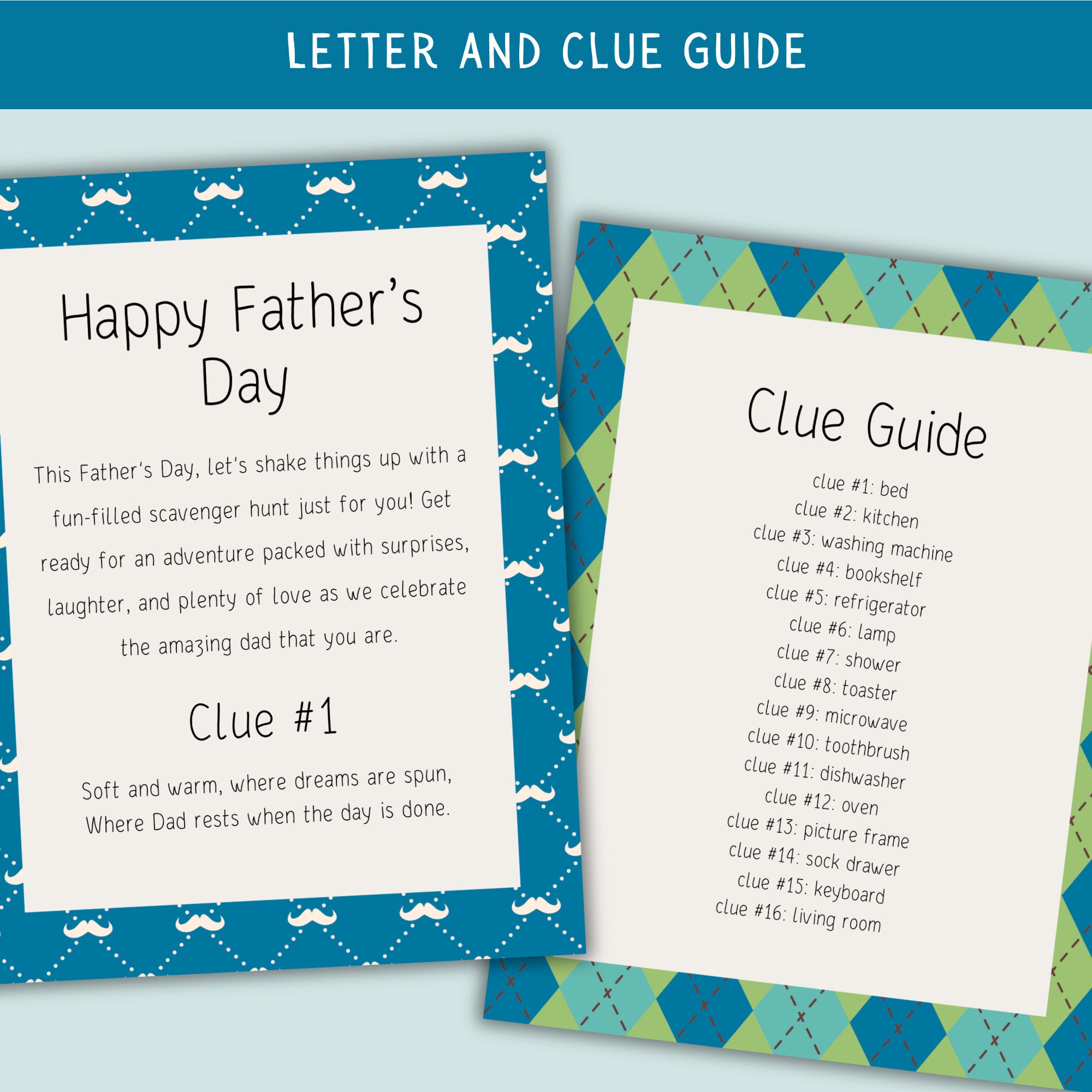 Father's Day Treasure Hunt Clue Cards, Father's Day Scavenger Hunt ...