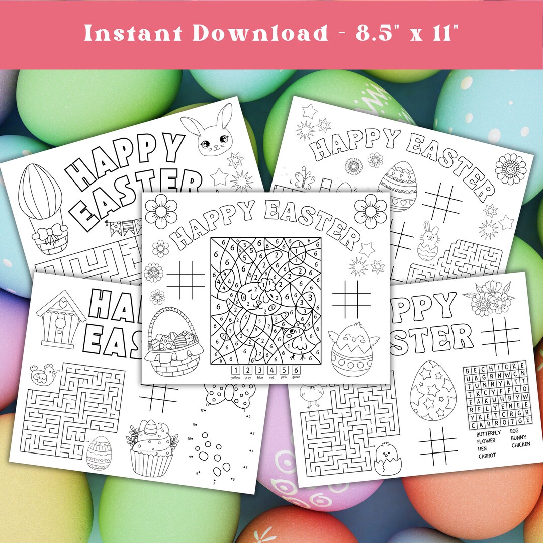 Kids Easter Coloring Placemat Printable Easter Bunny Coloring Pages ...