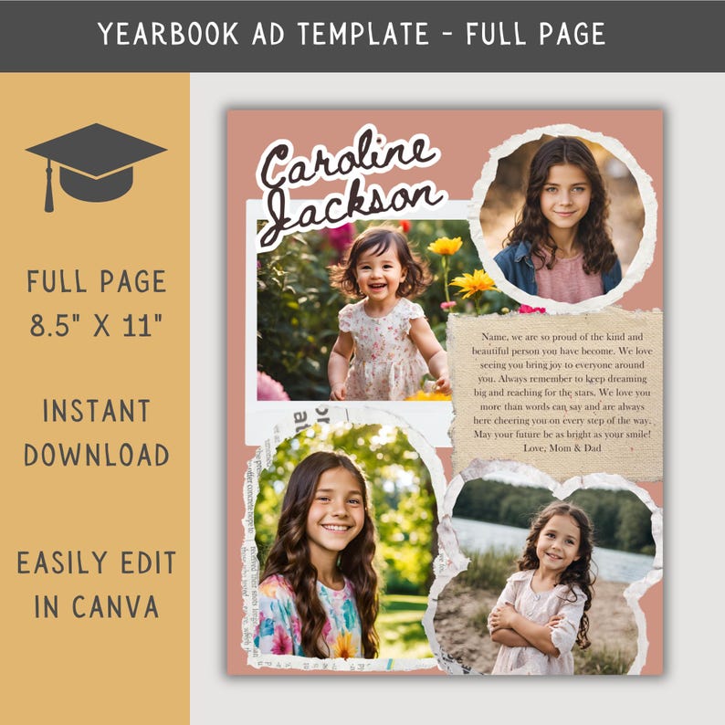 Editable Yearbook Ad Template: Full Page Graduation Tribute (digital ...