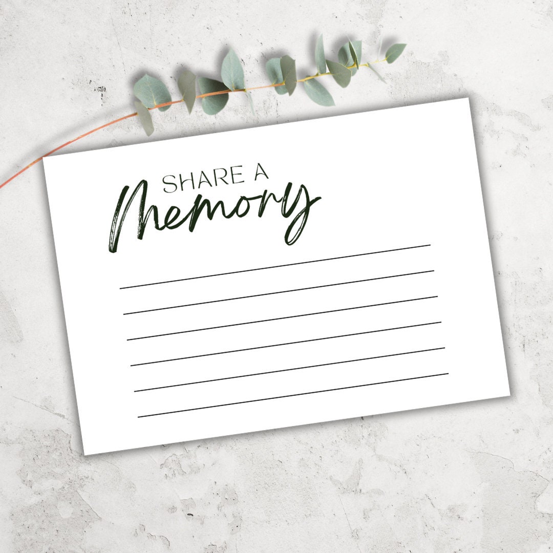 Funeral Share a Memory Card Template, Printable Share a Memory Funeral ...