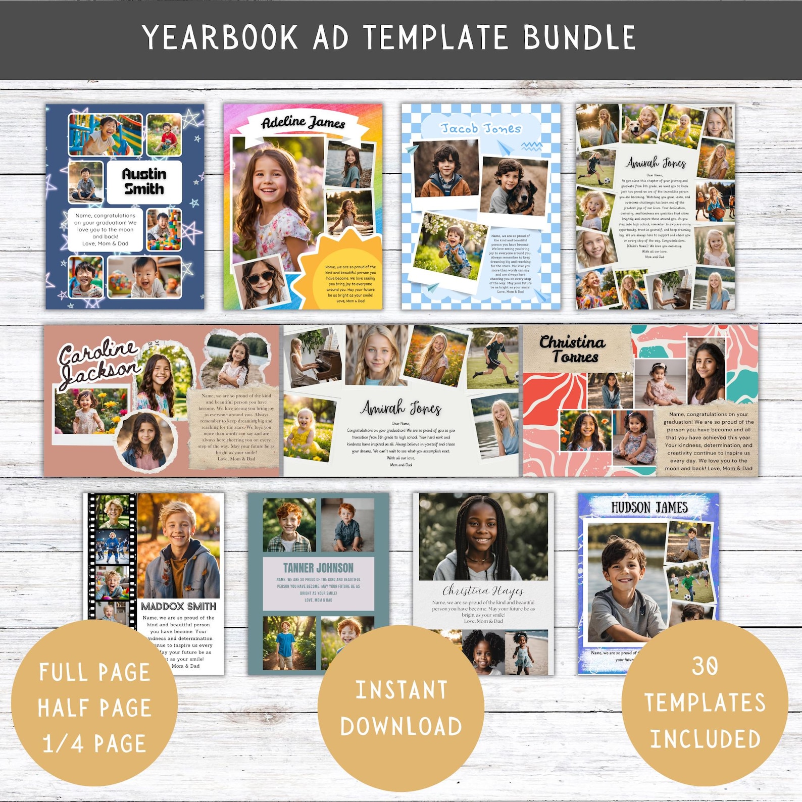 Yearbook Ad Template Bundle: Graduation Tribute Photo Collage (digital ...