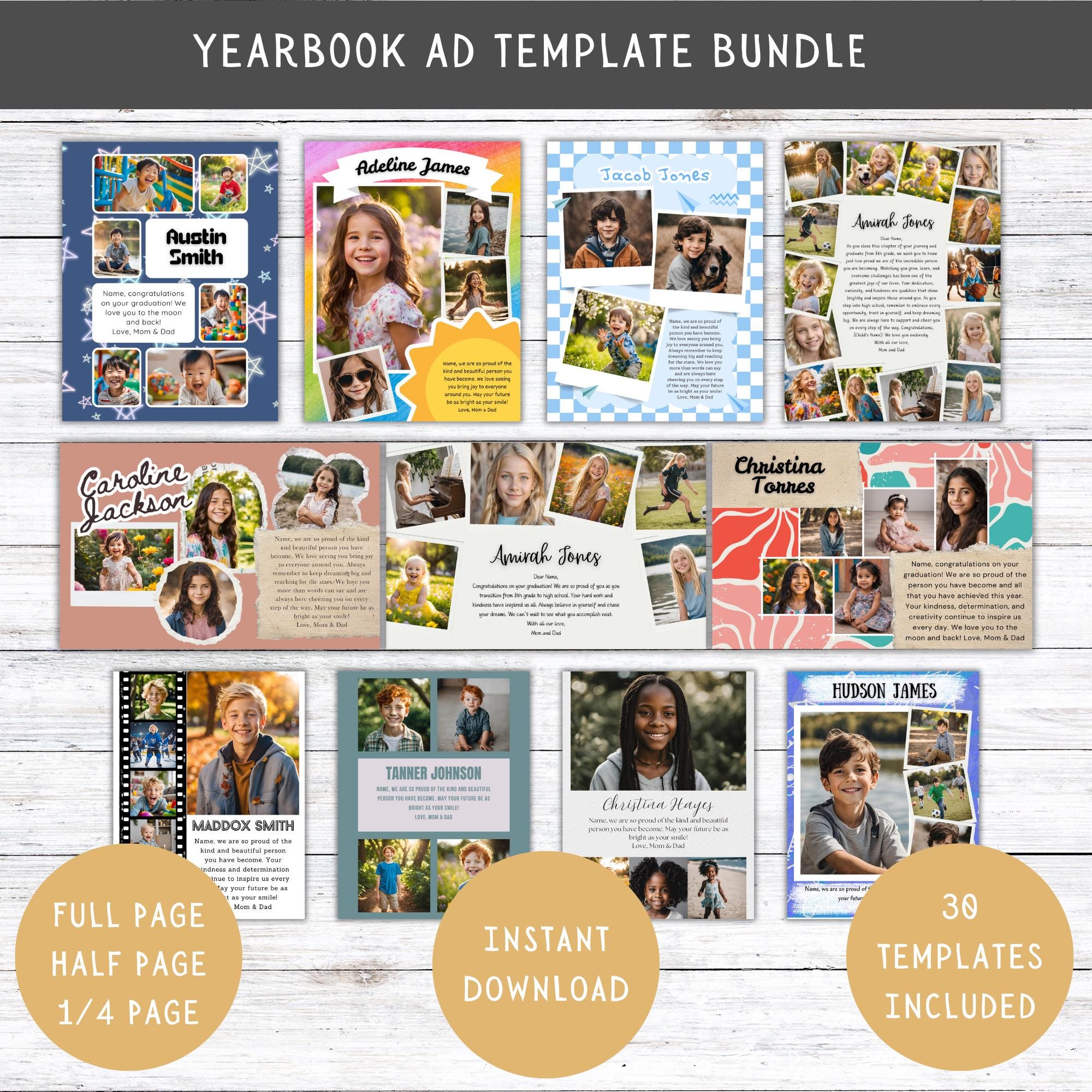 Elementary School Yearbook Ad Template, Full Page Yearbook Ad Layout ...