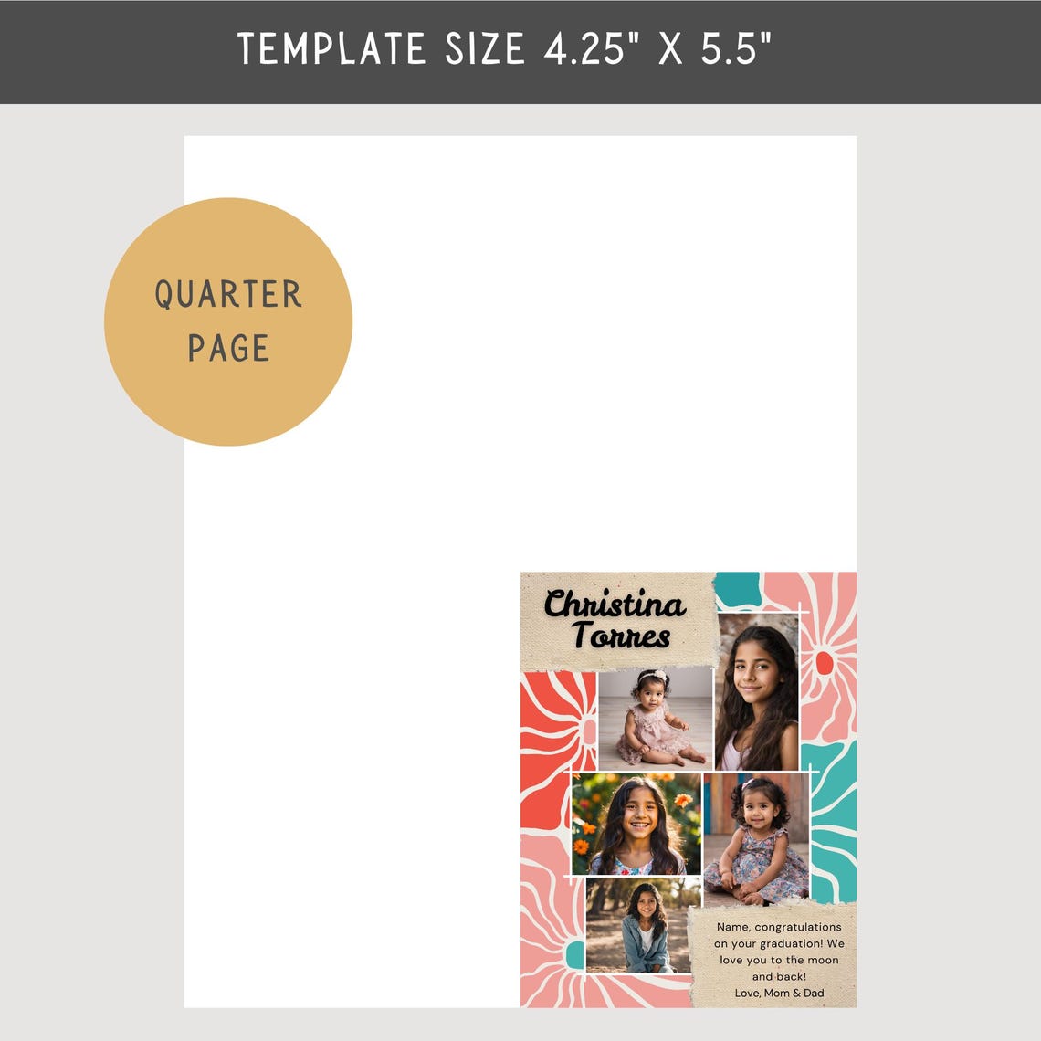 Editable Elementary School Quarter Page Yearbook Ad Template (digital ...