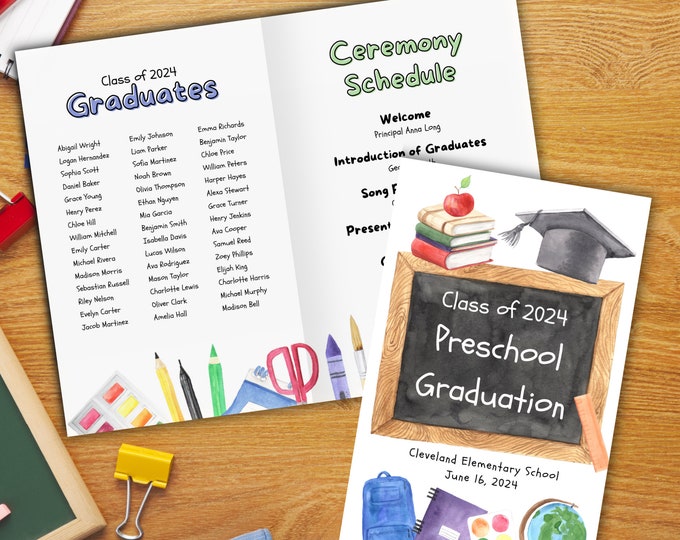 EDITABLE Graduation Ceremony Program Template, Preschool, Pre-k ...