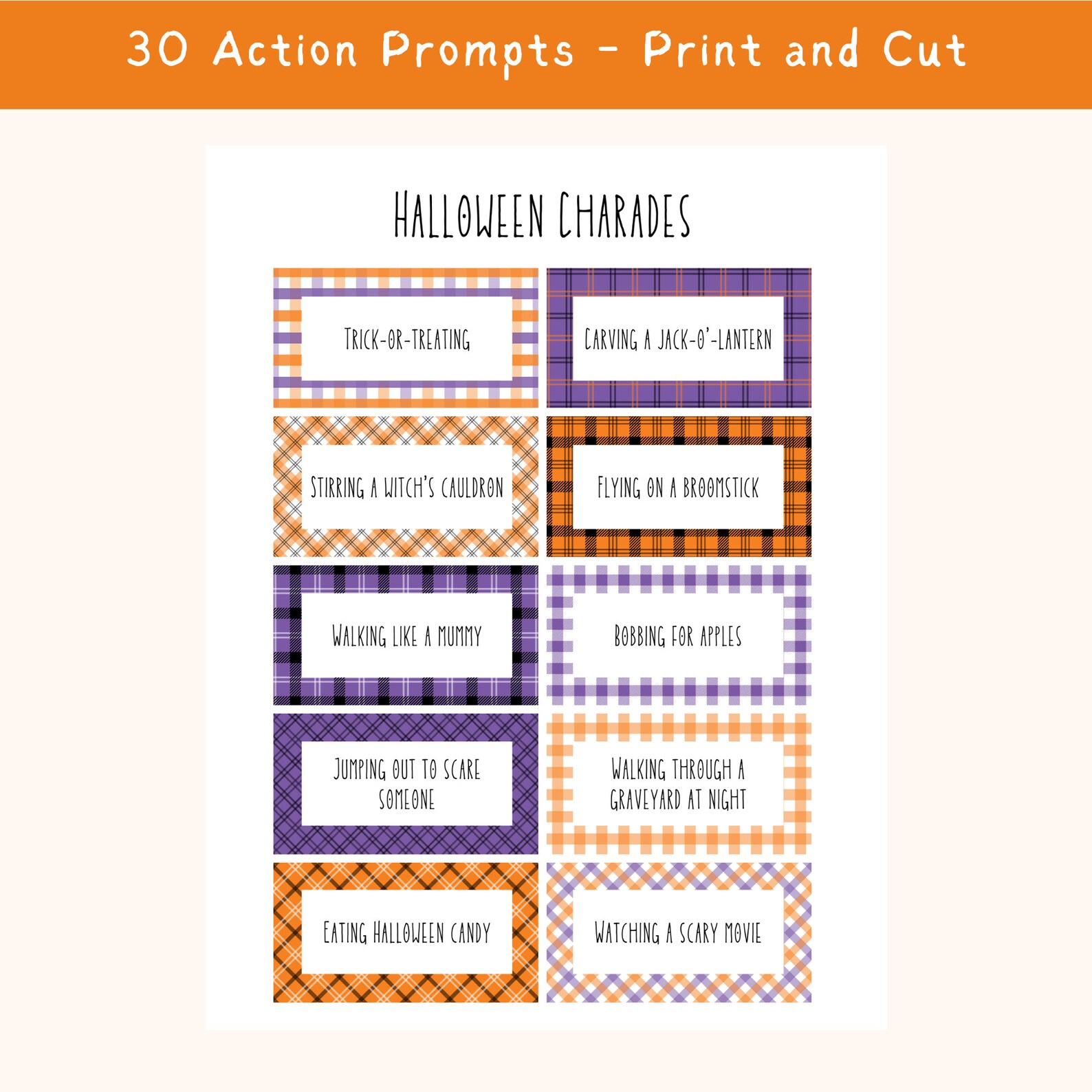 Printable Halloween Charades for Kids, Halloween Activity for Kids and ...