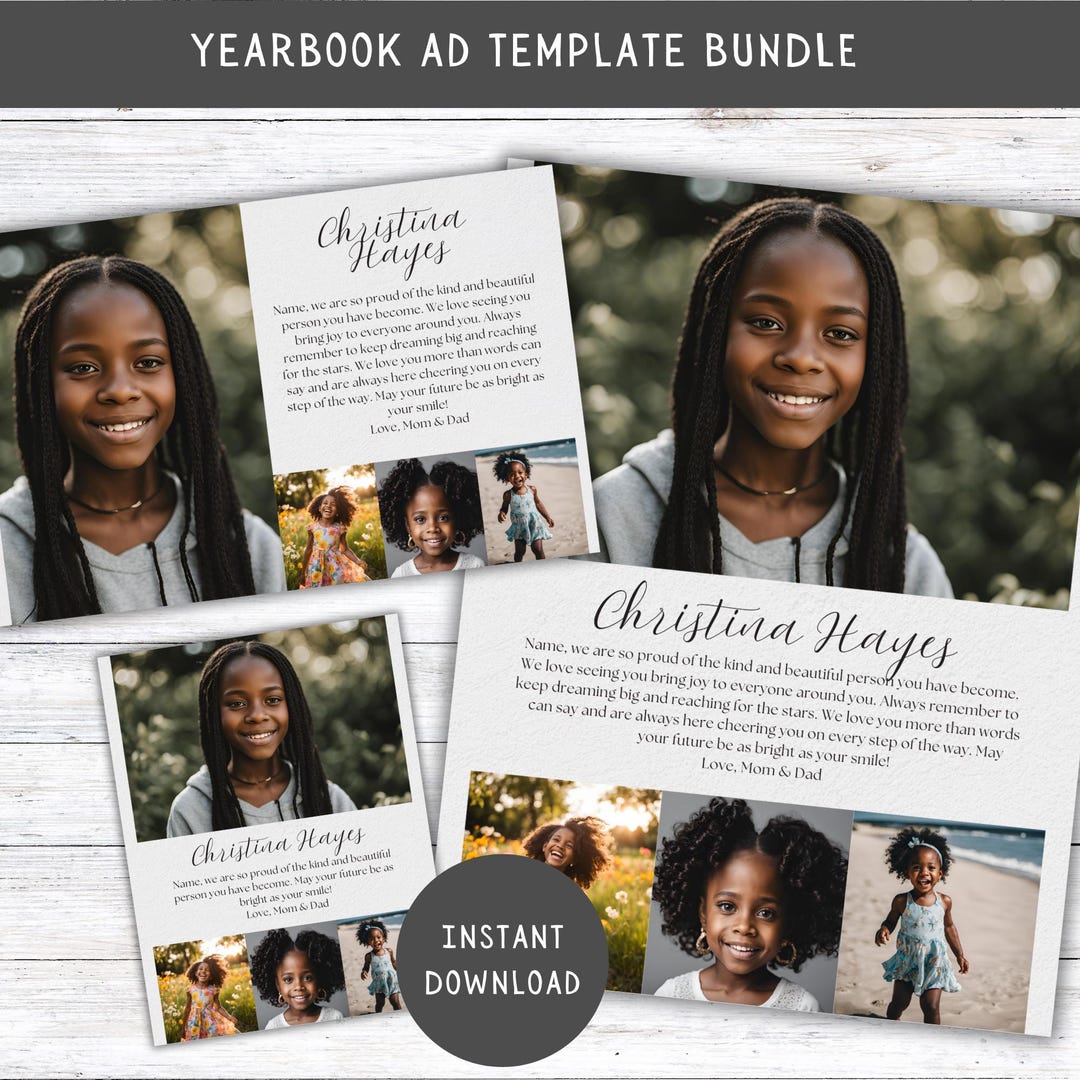 Elementary School Yearbook Ad Template, Full Page Yearbook Ad Layout ...