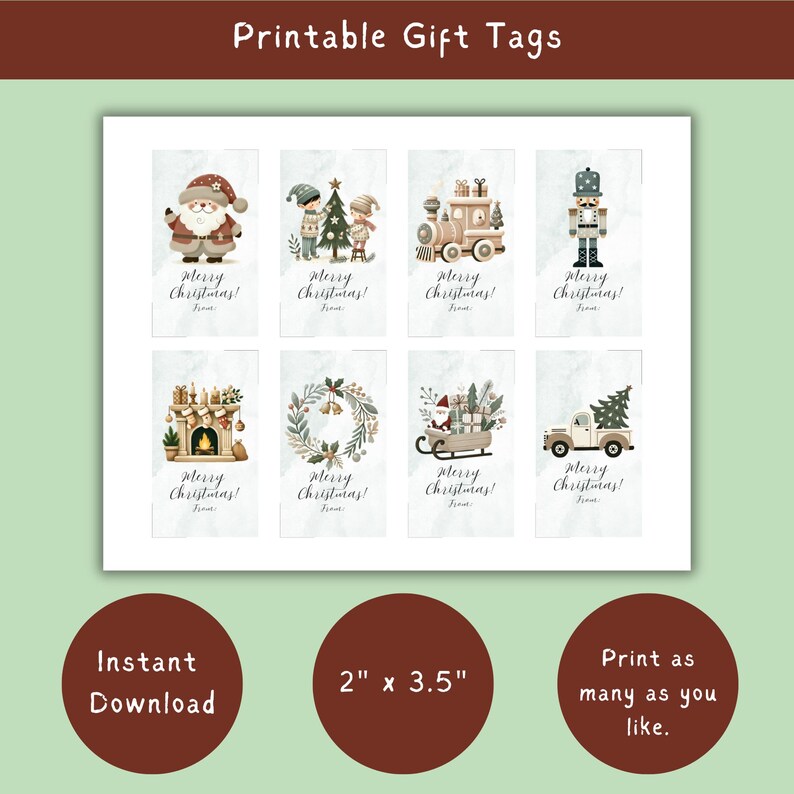 Printable Boho Christmas Tags, Boho Holiday Wine Tags, Neutral ...