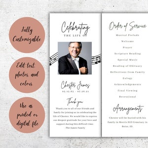 Music Note Funeral Program Template: Celebration of Life (digital ...