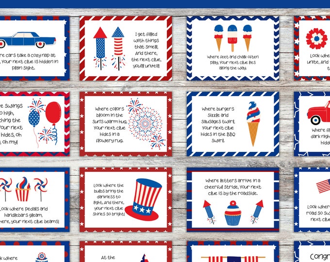 4th of July Outdoor Scavenger Hunt for Kids, Fourth of July Treasure ...