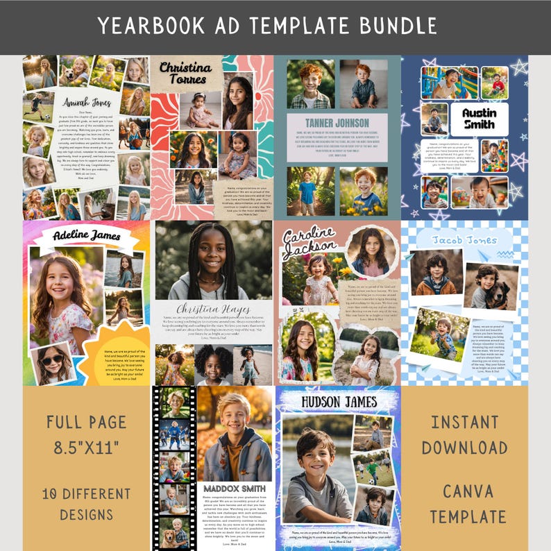 Yearbook Ad Template Bundle: Full Page Graduation Tribute Layouts ...