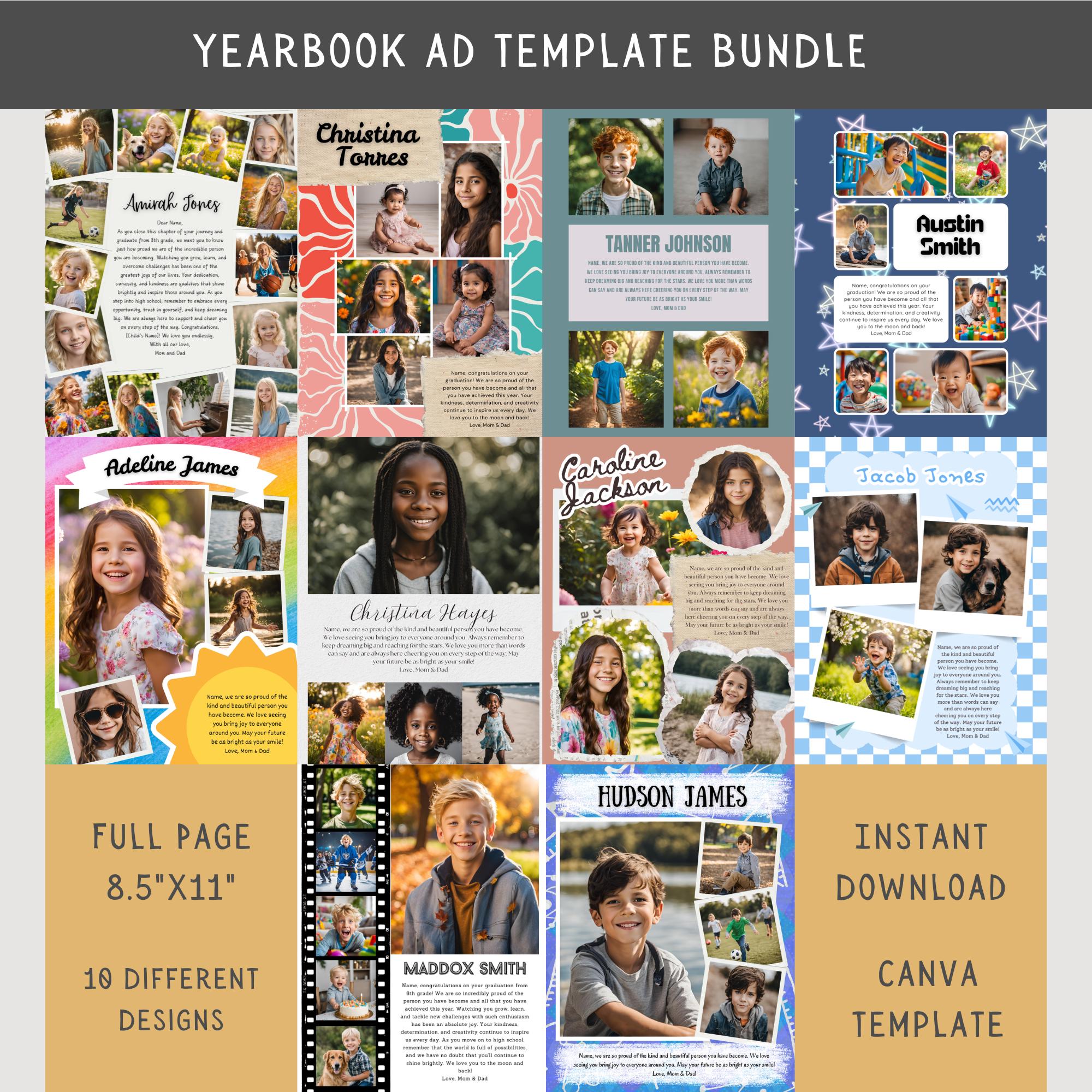 Elementary School Full Page Yearbook Ad Template Bundle, Yearbook Ad ...