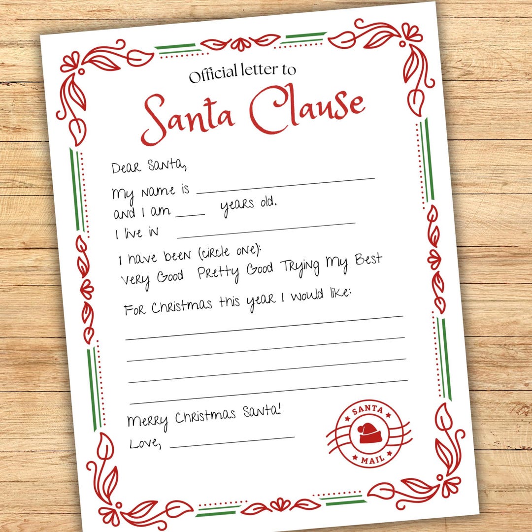 Editable Letter to Santa Printable for Kids, Christmas Wish List ...