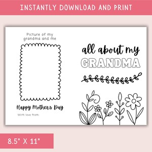 Grandma Mother's Day Coloring Card: DIY Printable Gift (PDF) - Etsy