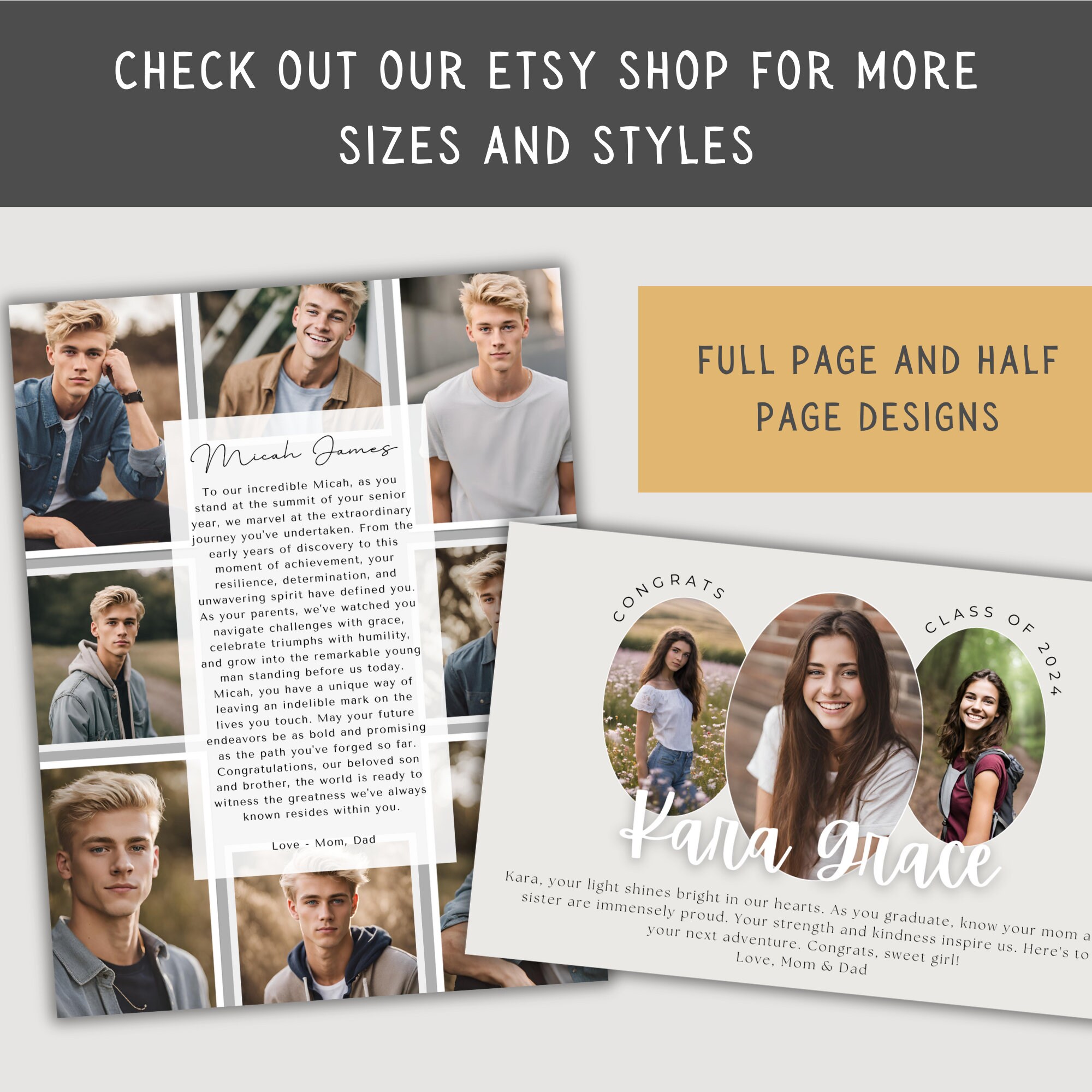 Quarter Page Senior Yearbook Ad Template, Editable Yearbook Ad Layout ...