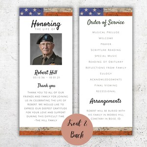 Veteran Funeral Program Template, Printable Funeral Template American ...