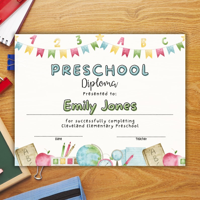 Editable Preschool Graduation Diploma Canva, Printable Graduation ...