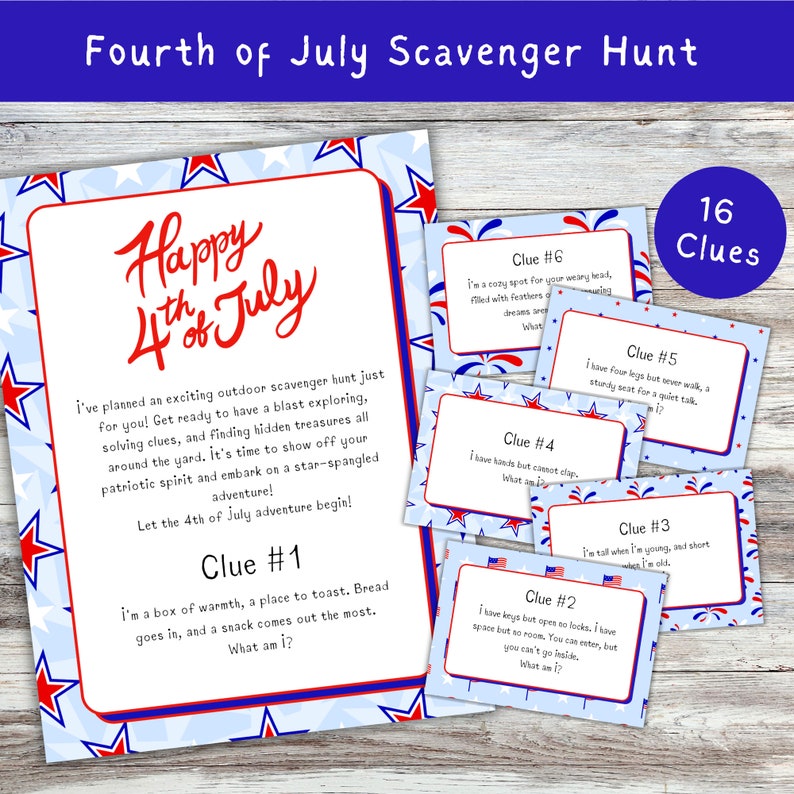 4th of July Scavenger Hunt for Teens, Fourth of July Indoor Treasure ...