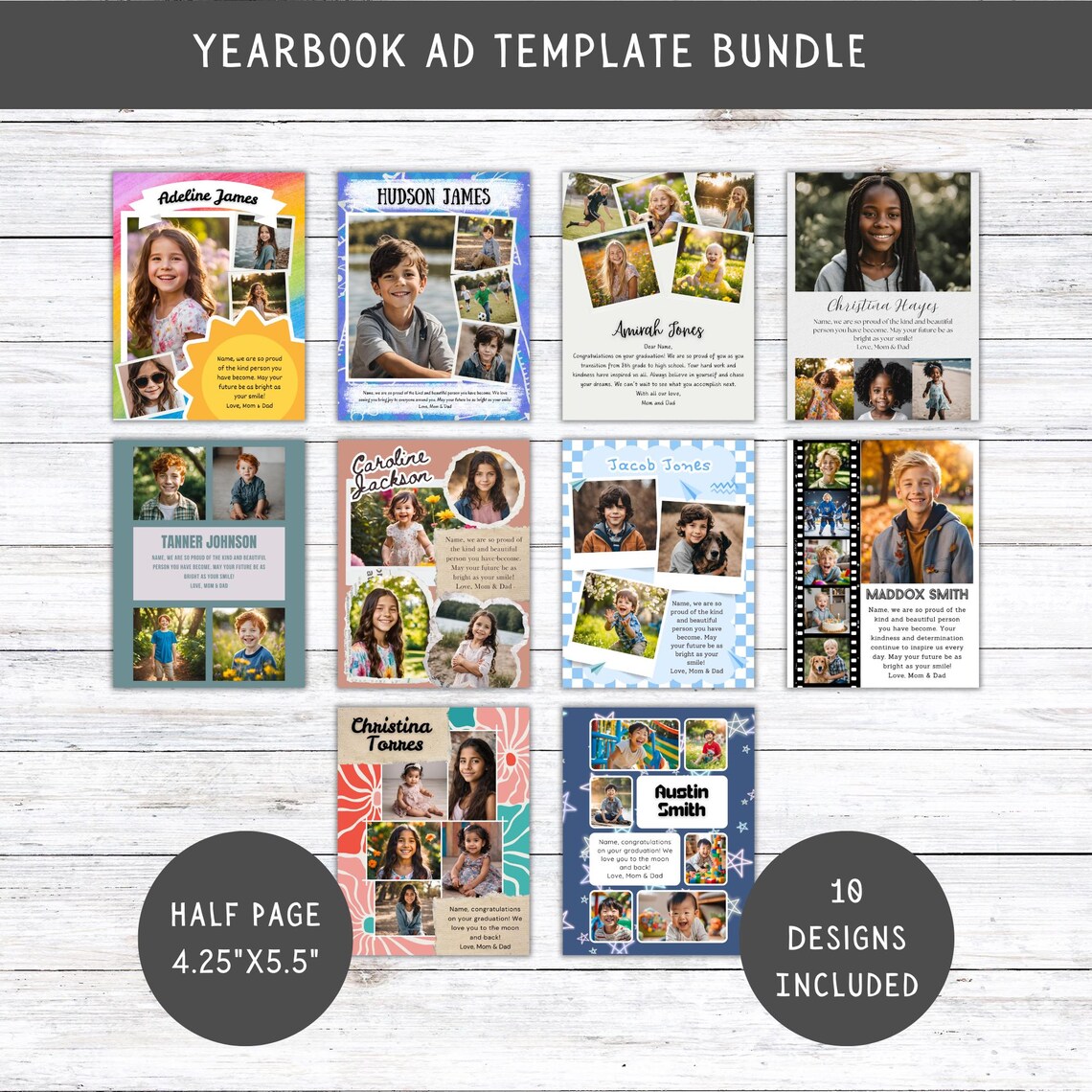 Yearbook Ad Template Bundle: Elementary & Middle School Tribute ...