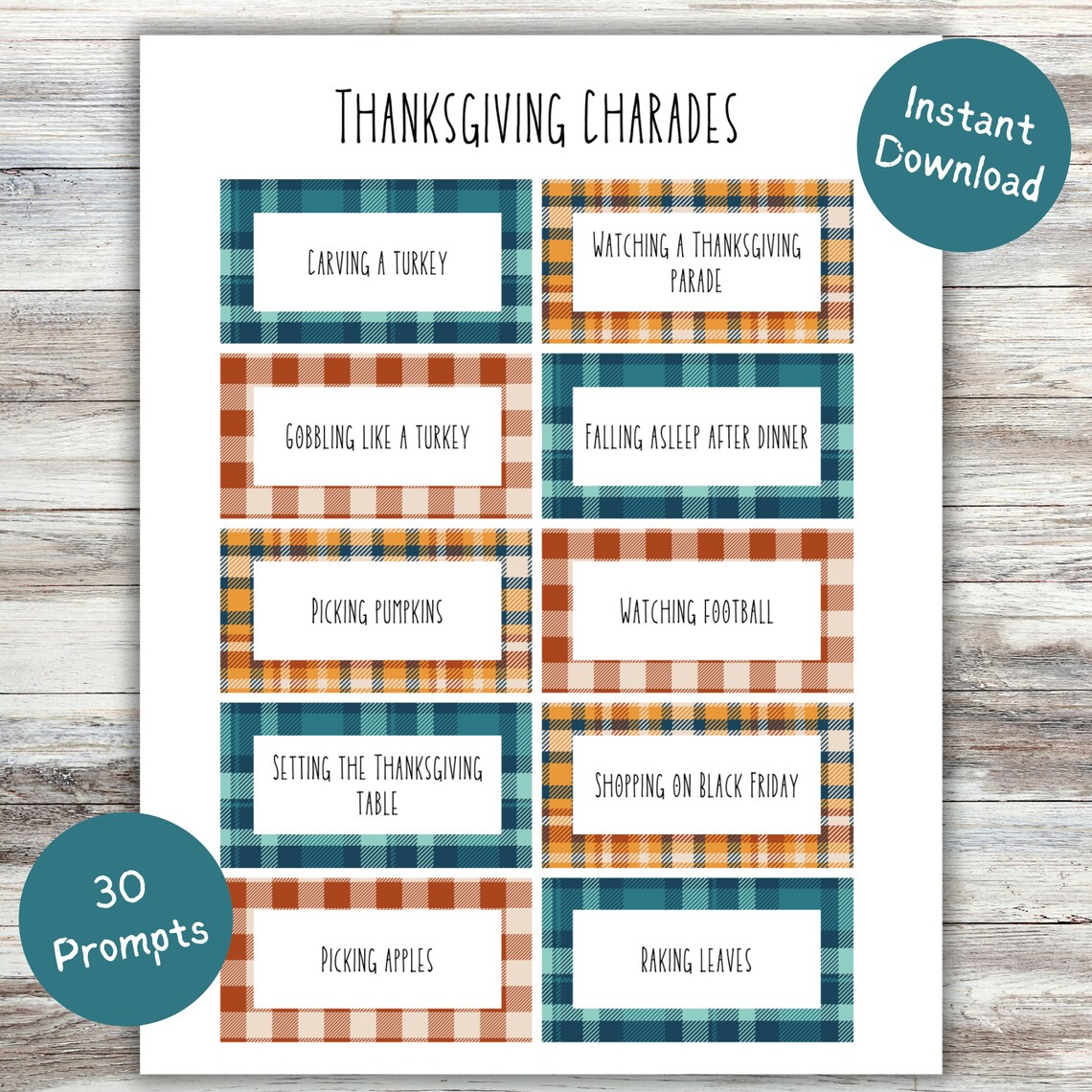 Printable Thanksgiving Charades for Kids, Thanksgiving Activity for ...
