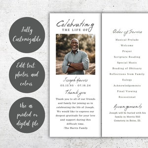 One Page Funeral Template, Minimalist Funeral Program Template, Double ...