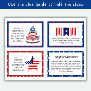 4th of July Outdoor Scavenger Hunt Clue Cards for Kids, Fourth of July ...