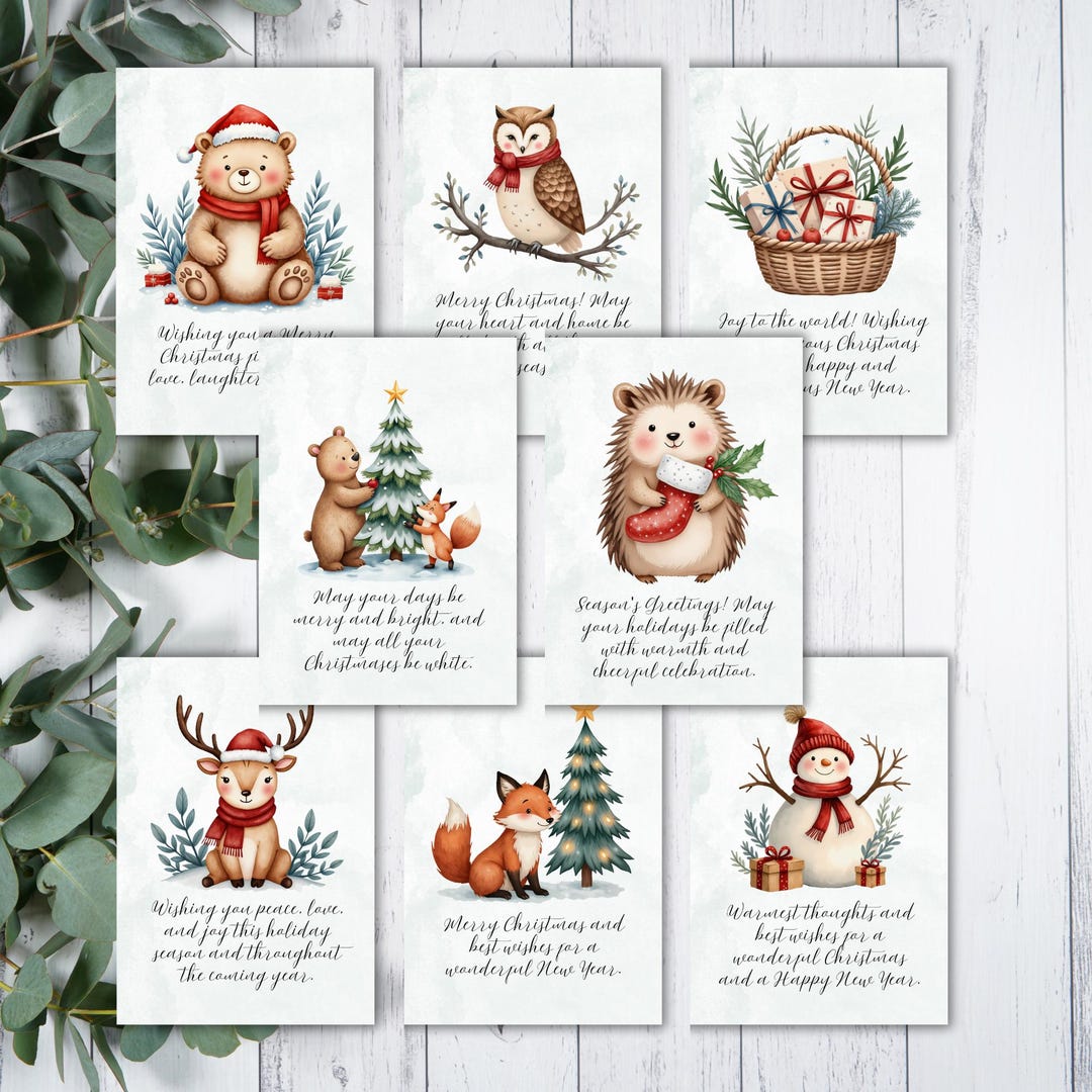 Nature Themed Christmas Cards, Holiday Winter Woodland Animals ...