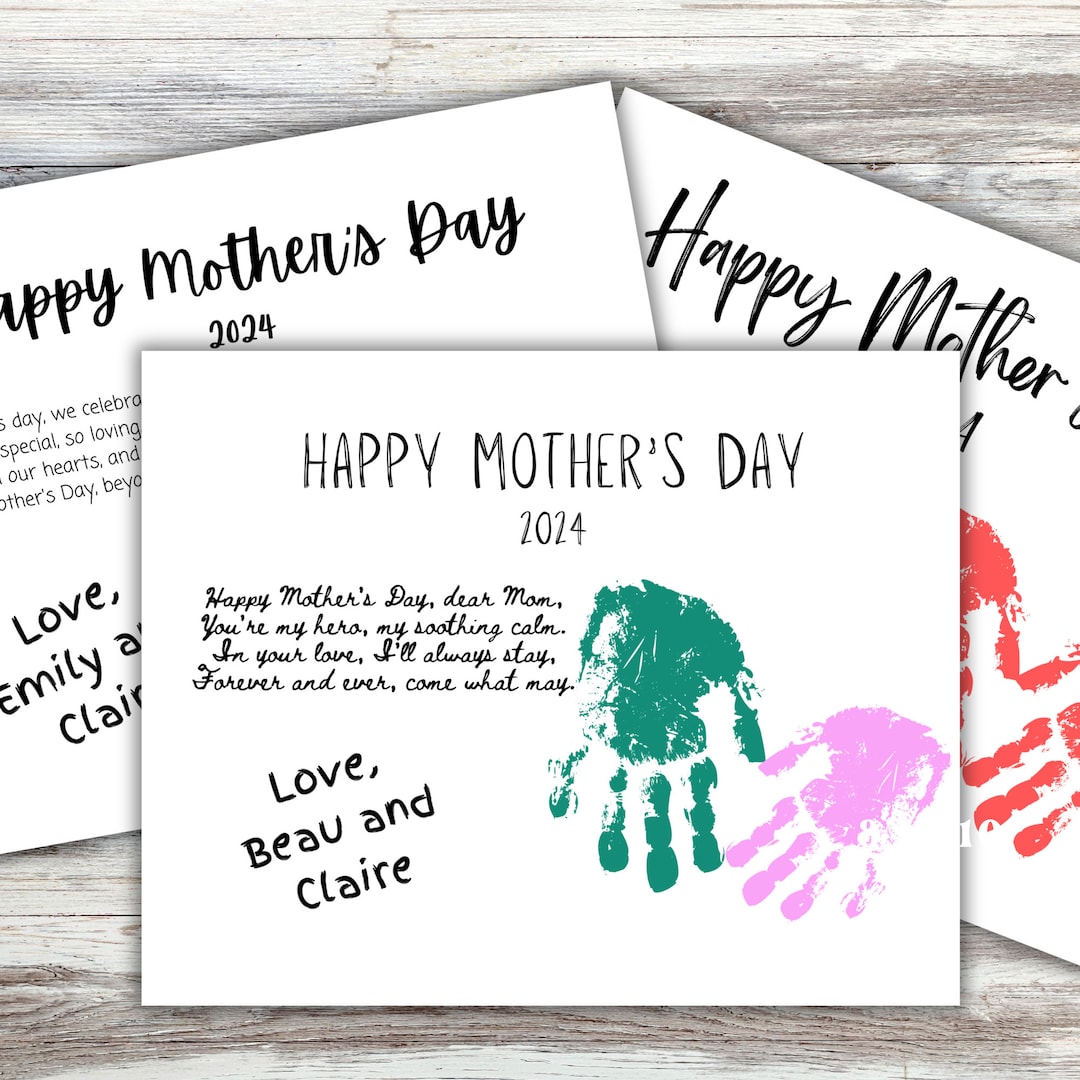 Mothers Day Handprint Art Poem, Printable Custom Gift for Mom ...