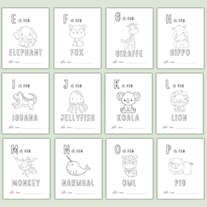 Safari Animal ABC 123 Coloring Book: Baby Shower Guest Book (PDF ...