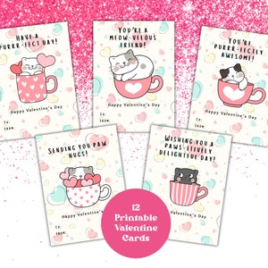 Printable Cat Valentines Day Card, Funny Pun Valentine Cards for Kids ...