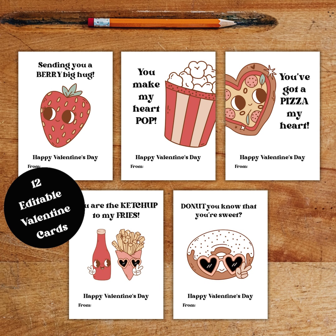 Retro Pun Valentine's Day Cards: Groovy Classroom Cutouts (PDF) - Etsy