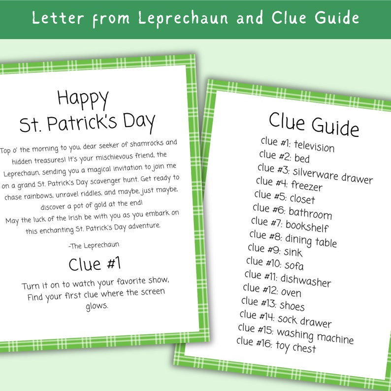 St. Patrick's Day Scavenger Hunt for Kids: Printable Treasure Hunt (PDF ...