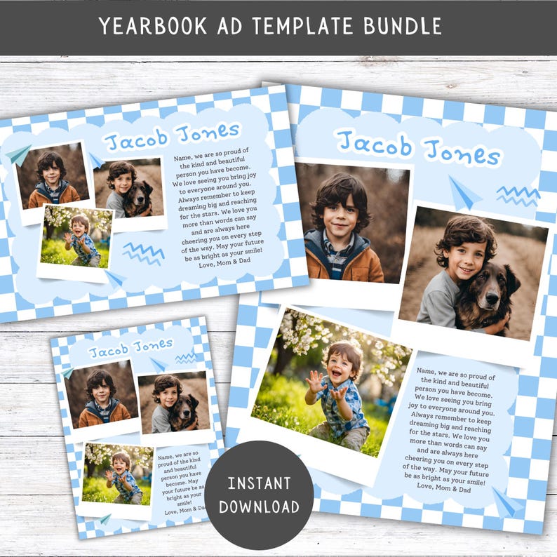 Elementary School Yearbook Ad Template Checkered, Full Page Yearbook Ad ...
