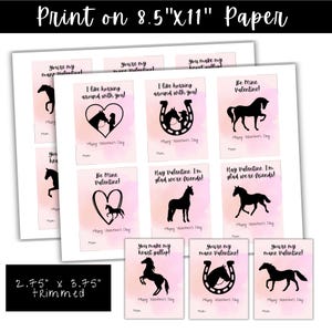 Printable Horse Valentines Day Cards for Kids, Custom Horse Themed ...