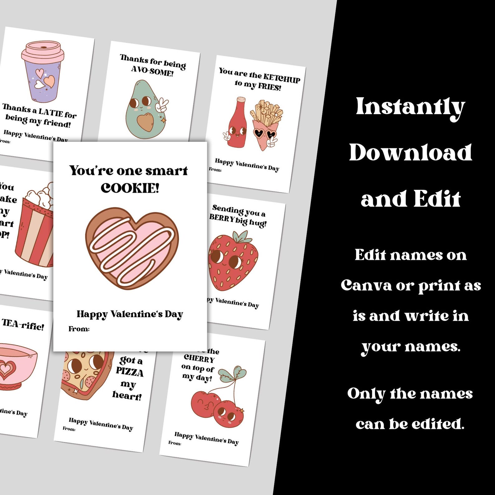 Retro Pun Valentine's Day Cards: Groovy Classroom Cutouts (PDF) - Etsy